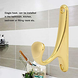 Metal Toilet Hook, Single Hook Wall Door Hanger for Hanging Clothes Hat Coat Bag Key Bathroom(Gold)
