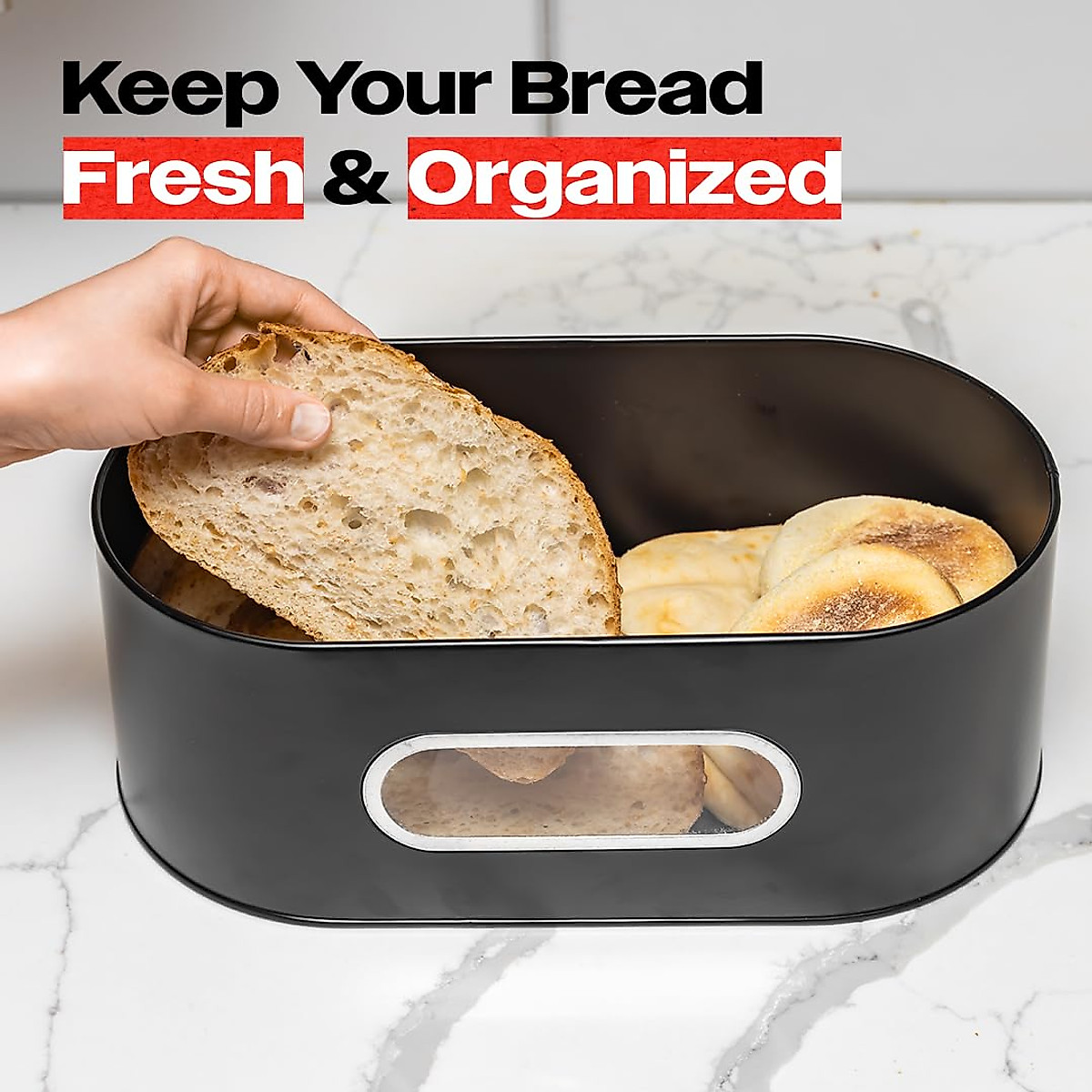 ANGORA BRANDS Bread Boxes - Wooden Bread Box - Stylish Bread Keeper - Bread Boxes for Kitchen Counter - Reliable Bread Storage Box - Modern Bread Box - Bread Box by Knivi