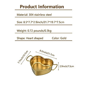 Korean Ramen Pot 8.5 * 7.7 Inch, UNOSCHRIM Heart Shaped 304 Stainless Steel Cooking Pot, Fast Noodle Cooker with Double Handles, Multifunctional Kitchen Cookware for Ramen, Soup or Pasta, Yellow