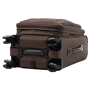 Travelpro Platinum Elite Softside Expandable Carry on Luggage, 8 Wheel Spinner Suitcase, USB Port, Suiter, Men and Women, Rich Espresso Brown, Carry On 21-Inch