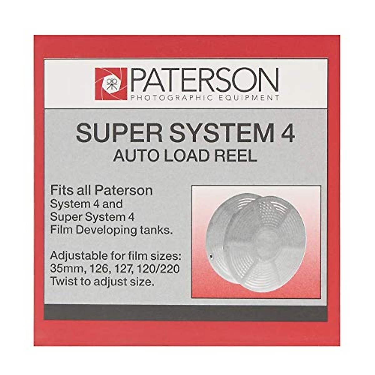 Paterson #119 Adjustable Plastic Auto Load 35mm, 126, 127, 120 and 220 film developing Reel