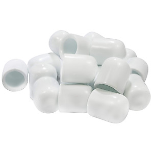 Prescott Plastics Made in USA 1/2" 0.5" Inch Round Vinyl Plug Insert (20 Pack), White Rubber End Cap for FDA Food Grade, Fence, Glide Insert for Pipe Post and Furniture