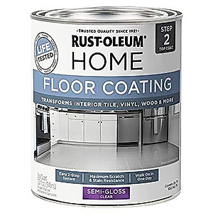 Rust-Oleum 358870 Floor Coating Top Coat Semi-Gloss Clear Quart
