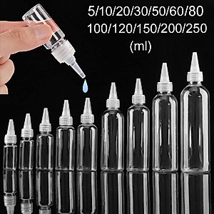 5pcs 10-250ml Refillable Bottles Squeeze Bottles Eye Dropper Bottle Liquid Dispenser Sharp-mouth Container with Twist Top Cap(10ml)