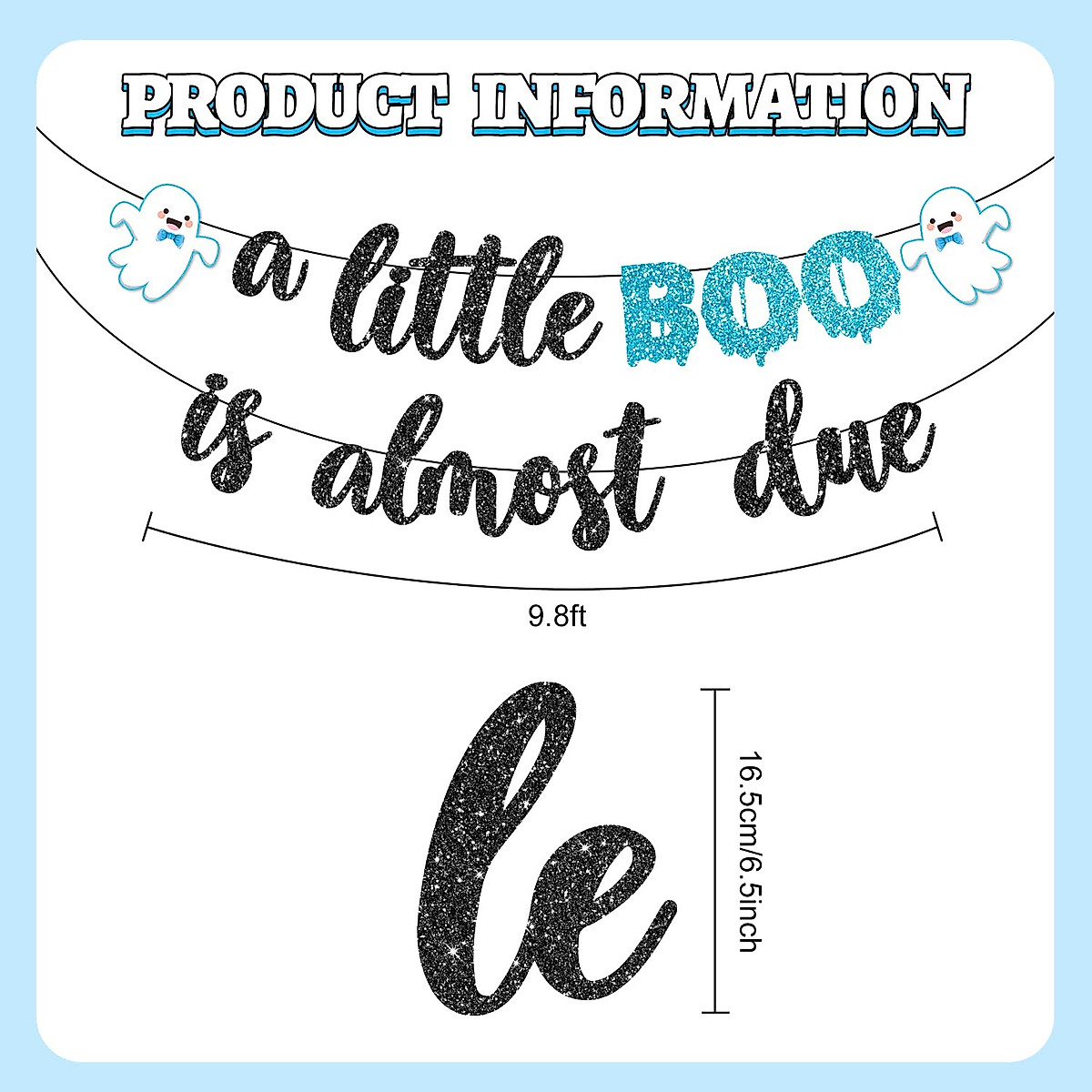 Halloween Ghost Baby Shower Party Decorations, A Little Boo is Almost Due Blue Baby Decor for Boy and Girl, Spooky Birthday Decorations Boo Banner