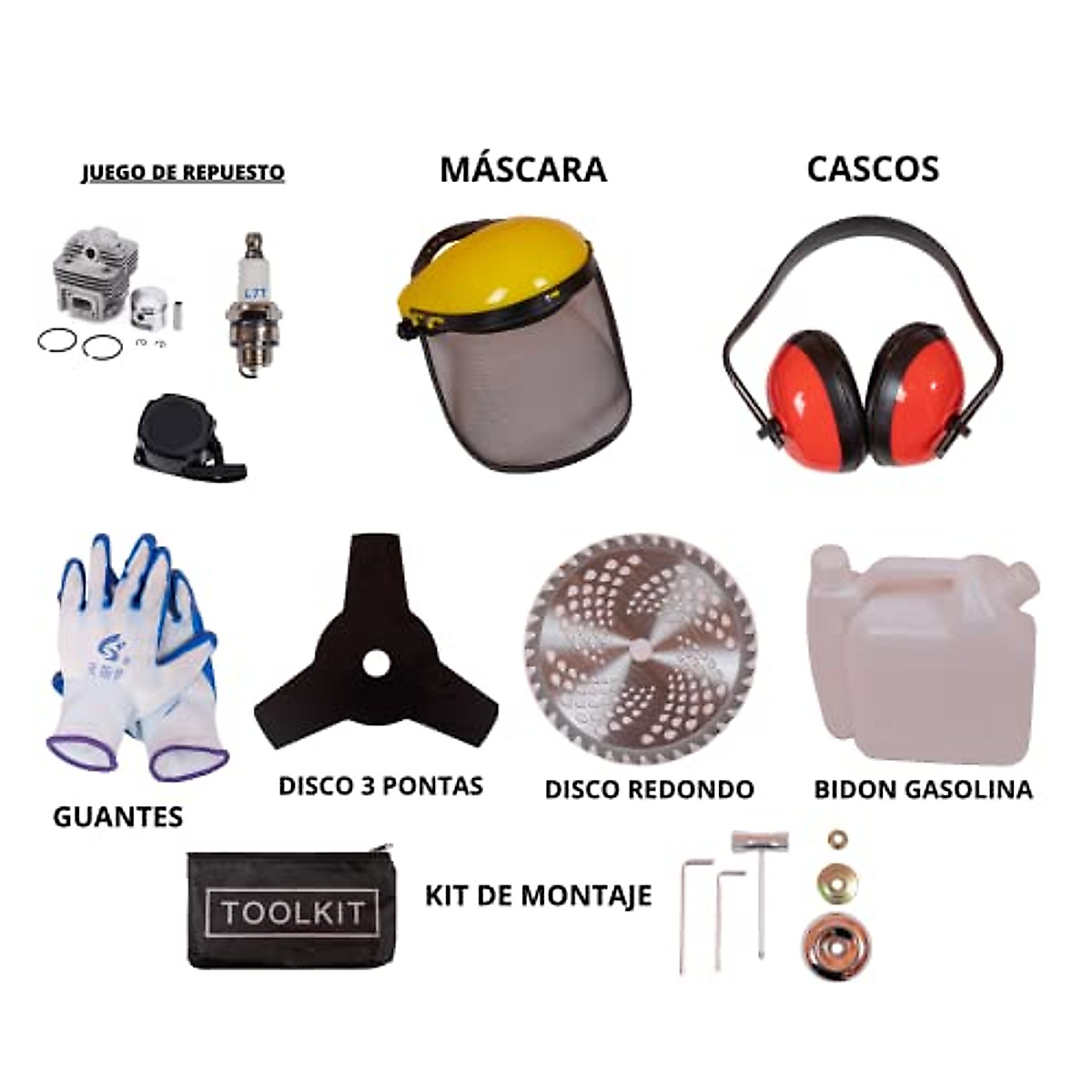 Brushcutter Kit -High Strength Long Handle Multi-Functional Chainsaw 63cc 5 in 1 - Gardening Tools - Lawn Mower, Hedge Trimmer, Brush Cutter - 2-Point Blade, 6t Blad, Lawn Edger, Edger, Grass Trimmer