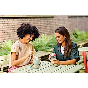 Mepal Overnight Oat jar - Mini - Practical Yoghurt Cup & Muesli Cup - Separate Compartments for Yoghurt & Muesli - Suitable for Freezer, Microwave & Dishwasher - 300 ml + 120 ml - Nordic Sage