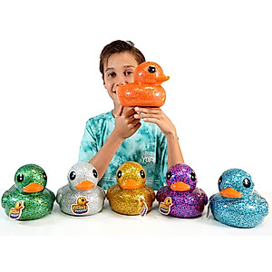 JA-RU Giant Glitter Rubber Ducks (1 Duck Assorted) 7" Large Rubber Duck. Kid Bath Toys. Stress Relief Fidget. Beach & Pool Toy. Baby Shower & Birthday Party Favors. 4346-1s