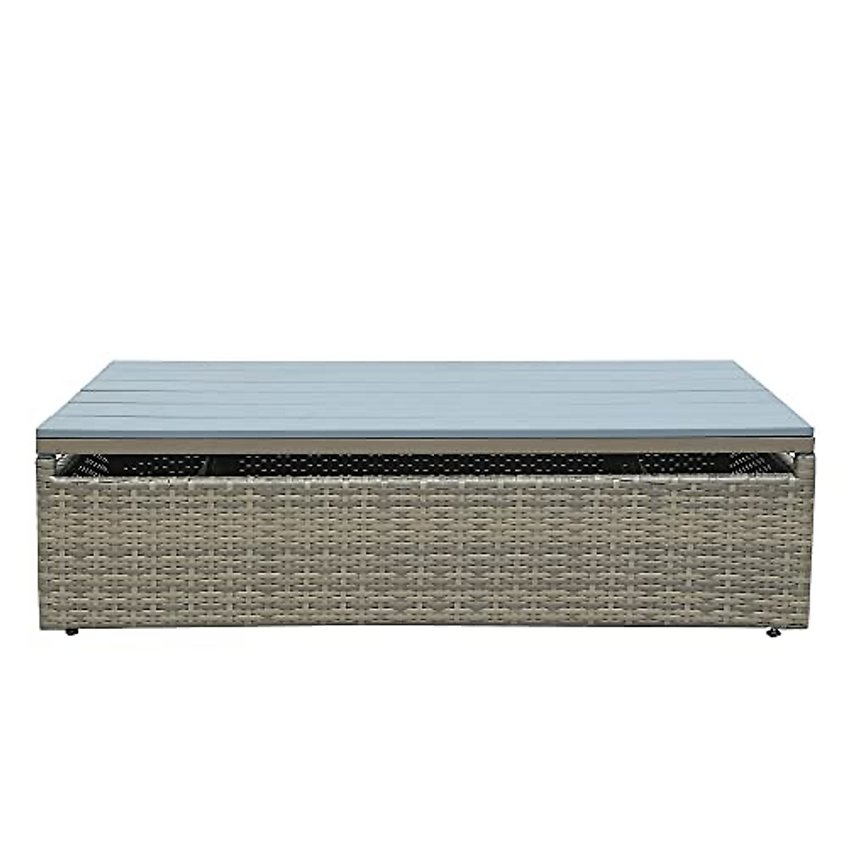 Merax 5-Piece Patio PE Rattan Wicker Sofa with Adustable Backrest,Cushions,Ottomans and Lift Top Coffee Table,Outdoor Furniture Sets,Dark Grey