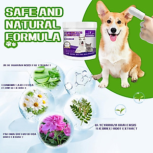 RosyLife PET Ear Cleaner Finger Wipes, Ear Finger Wipes, Ear Cleaning Finger Wipes for Dogs & Cats, Gently Removes Dirt & Odor, Dissolves Wax Build-Up, Easy to Use, Natural Ingredients - 55 Count