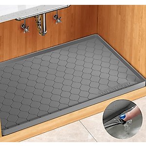 Winisok Waterproof Under Sink Mat -34” x 22” Cabinet Liner for Kitchen & Bathroom, Shelf Protector Silicone Under Sink Tray, Kitchen Cabinet Organizers and Storage Sink Drip Tray