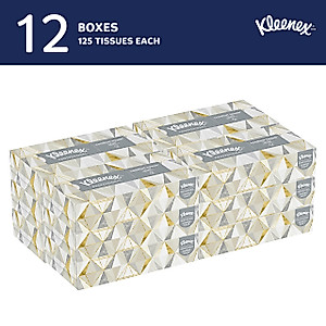 Kleenex Professional Facial Tissue for Business (03076), Flat Tissue Boxes, 12 Boxes / Convenience Case, 125 Tissues / Box, 1,500 Tissues / Case