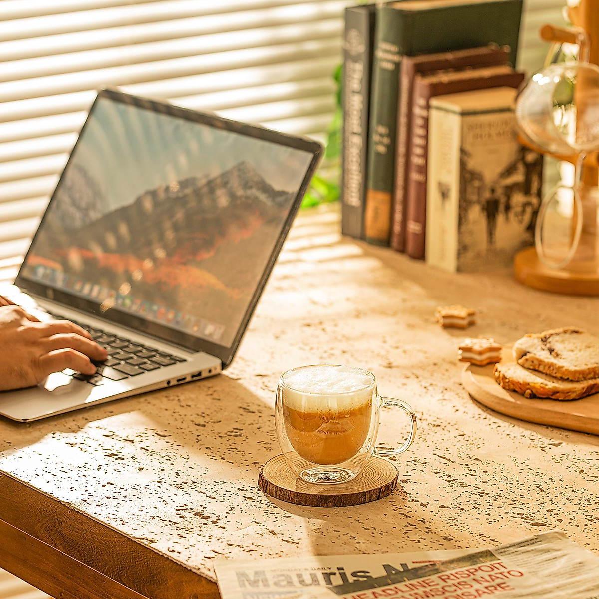 Sweese 5oz Double Wall Glass Espresso Cups Set of 4, Insulated Glass Coffee Cups with Handle Perfect for Cappuccino, Latte, Tea, Clear Glass Espresso Shot Cups Suitable for Espresso Machine