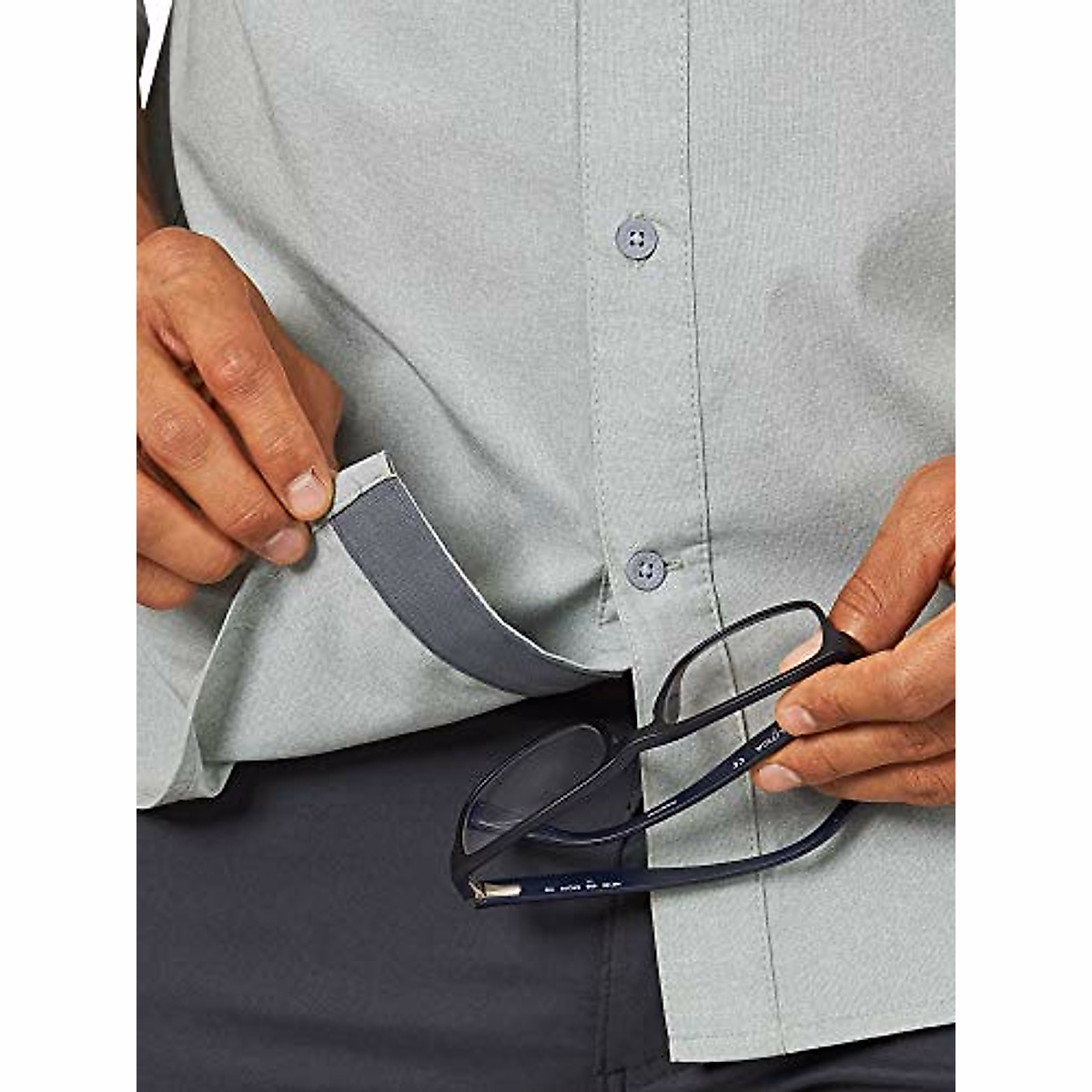 ATG by Wrangler Men's Long Sleeve Hike to Fish Shirt, Dark forest, Large