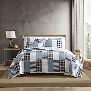 Eddie Bauer - Queen Quilt Set, Reversible Cotton Bedding with Matching Shams, Home Decor for All Seasons (Camano Island Plum, Queen)