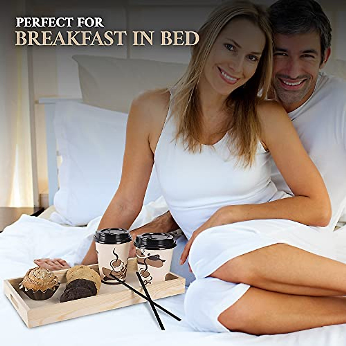 Hammont Wooden Nested Serving Trays - 7 Pack - Set of Rectangular Shape Wood Trays for Crafts with Cut Out Handles | Kitchen Nesting Trays for Serving Pastries, Snacks, Mini Bars, Chocolate