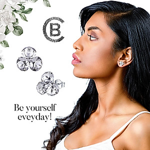 Chic Bijoux Birthstone Stud Earrings for Women, Handmade Earrings With 4 Austrian Crystals and 925 Sterling Silver, Gift for Her, Mom, Crystal Flower Jewelry, Xiris Collection