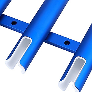 Wall-Mounted Aluminium Fishing Rod Holders, Blue 4 Tubes Linked Fishing Rod Rack, Holds 4 Rods, Surf Fishing Pole Holders for Boat Marine Yacht Camper RV