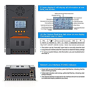 PowMr MPPT Solar Charge Controller 100 amp 12V 24V Auto, 100A Solar Controller Max Input 100V ...