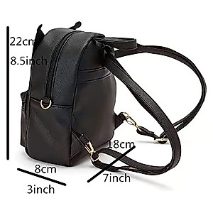Jeinju Kawaii Backpack Cute PU Bag Shoulder Bag for Girls Anime Mini Backpack Black For Girl Anime Backpack (Black1, One Size)