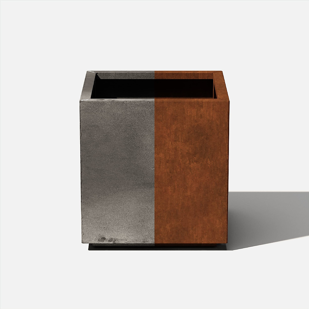 Veradek Corten Steel Series Cube Planter - Square Metal Planter for Outdoor Patio/Garden | Naturally Rusting Steel for All-Weather Use | Modern Rustic Décor for Trees, Flowers, Tall Trees