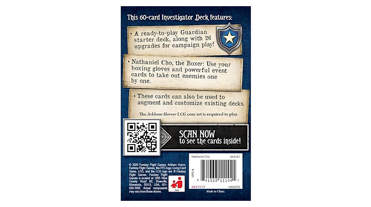 Arkham Horror Nathaniel Cho Starter Deck | Cooperative Card Game