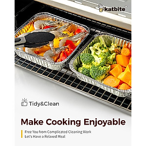 katbite Heavy Duty 8x8 Aluminum Pans with Clear Lids - 20-Pack, Premium Disposable Rectangular Baking Pans, Ideal for Air fryer, Cooking, Heating, Cake Storing & Food Preparation, Prepping Food