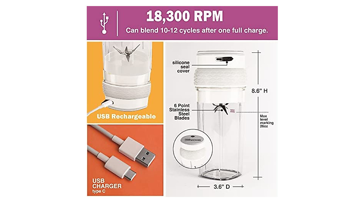 Bionic Blade Personal Blender - Portable & Cordless