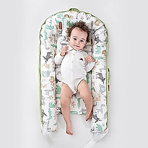 Baby Nest Set Comes with Blanket and Pillow, Newborn, Breathable Cotton Lounger 0 to 24 Months, Adjustable, Snuggle Nest Sleeper, Perfect CoSleeper in Bed,for Boys Girls (Green)