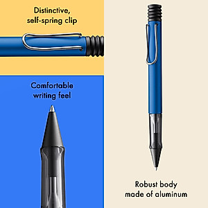 Lamy AL-star oceanblue - Ballpoint Pen with transparent, ergonomic grip & line width M - lightweight aluminium body - including large capacity refill M 16 in black