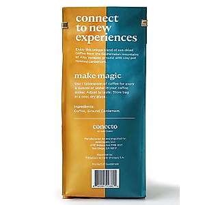 Conecto Cardamom Coffee: 100% Natural and Artisanal, Guatemalan Arabica Ground Coffee Flavored with Clay Pot Roasted Cardamom, Medium Roast and Mild Acidity (Ground 12oz)