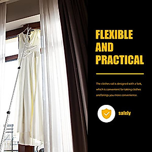 Angoily Extend Reaching Stick Retractable Clothesline Prop Closet Pole Stick Outdoor Telescoping Utility Pole Hook Clothes Drying Pole Outdoor Coat Hanger for Drying Dressing Telescoping Closet Rod