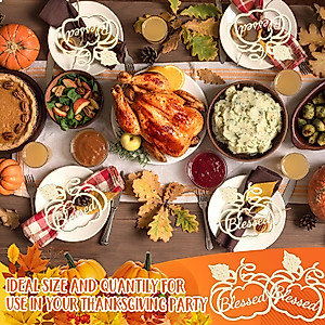 12 Pcs Thanksgiving Pumpkin Wooden Plate Decor Grateful Wood Cutouts Fall Autumn Thankful Blessed Favour Gather Party Place Card Table Settings Signs for Farmhouse Dining Table Holiday Harvest