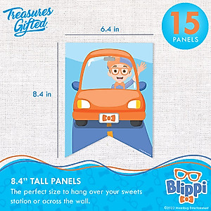 Treasures Gifted Officially Licensed Blippi Birthday Banner Vehicle - Blippi Happy Birthday Banner - Blippi Birthday Party Supplies - Blippi Party Decorations - Blippi Banner - Blippi Party Supplies