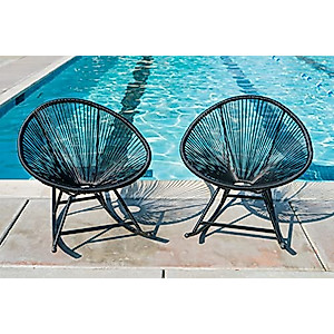 XBrand Hammock Weave Rocking Patio Chair, Black