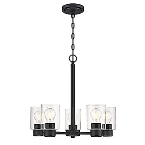Westinghouse Lighting 6115300 Sylvestre Transitional Five-Light Indoor Chandelier, Matte Black Finish, Clear Glass