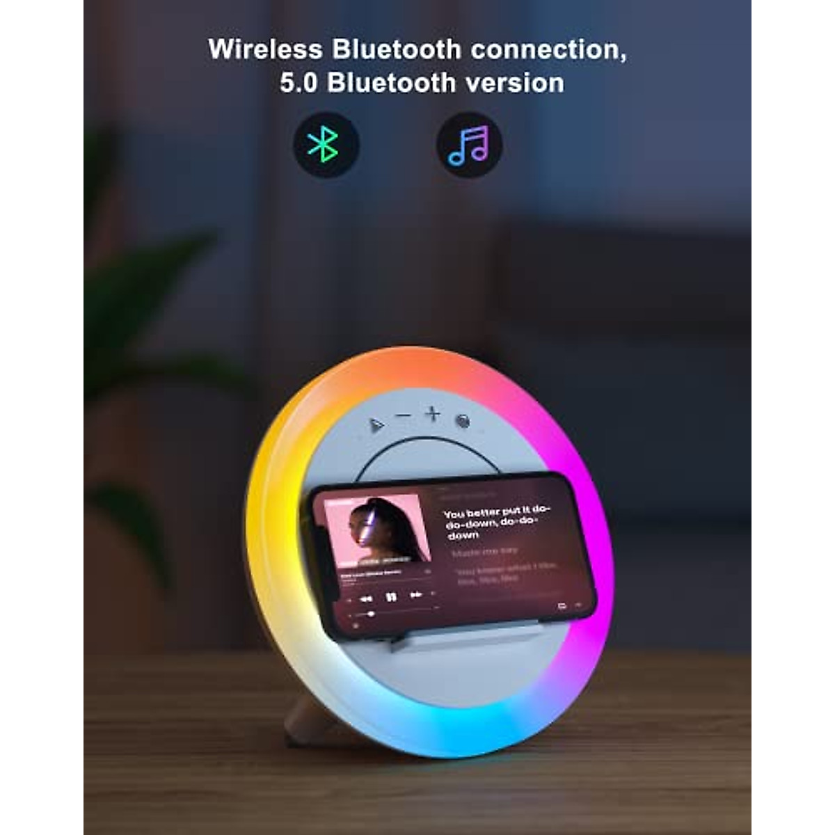 SIDVAR Bluetooth Speaker Night Lightsr, Wireless Charging Modern Speaker,Best Teenage Birthday Gift Ideas,Gifts for Women, Men, Dad, Mom(5W Wireless Charging