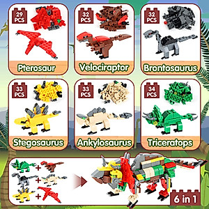 3 otters 6PCS Dinosaur Building Blocks, Dinosaur Eggs with Dinosaurs Building Kit Inside, Dinosaur Toys GIFS for Kids Surprise, Classroom Events, Carnival Prizes