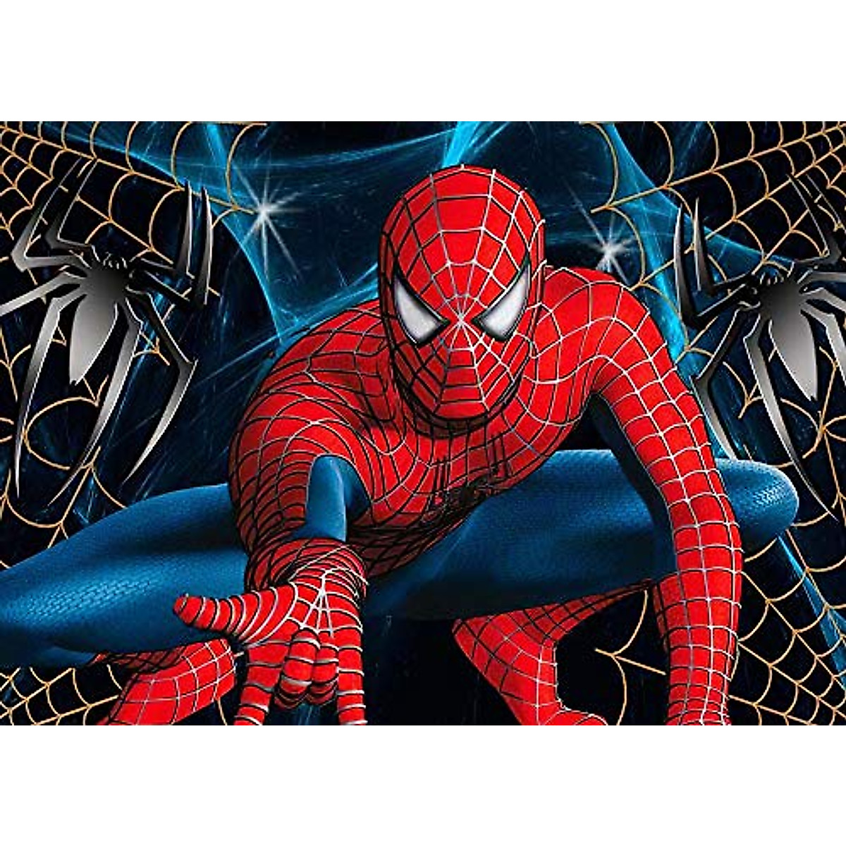 8x6ft Spiderman Photography Backdrops Red Superhero Photo Background for Baby Shower Kids Happy Birthday Spiderman Decoration Cake Table Banner…
