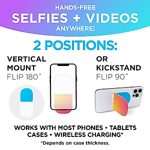 Flipstik 3.0 Foldable Adhesive Phone Mount – Sticks to Any Flat Surface – Hands Free Selfies, Videos, Car Mount, Phone Stand, Travel Accessory – Sticky Phone Mount (Space Gray)