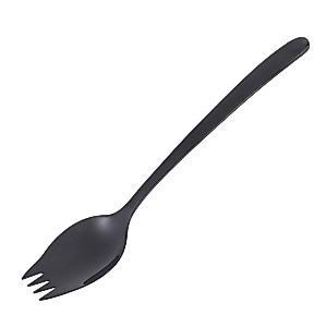 DOITOOL 304 Stainless Steel Sporks Salad Spork Spoon Heavy Duty Spoon Fork for Fruit Dessert Salad Noodle Kitchen Dinnerware (Black)