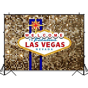 Avezano Las Vegas Party Backdrop for Birthday Decorations Welcome to Las Vegas Fabulous Casino Night Poker Party Photography Background Gold Luxury Prom Costume Dress-up Party Photobooth (7x5ft)