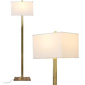 Brightech Stella Mid-Century Modern Standing Lamp, Contemporary Lamp for Living Rooms & Offices, LED Floor Lamp for Reading and Work, Excellent Tall Lamp with Heavy Base for Living Room Décor - Brass