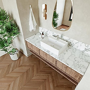 Sinber BVS2417A-OK 24" x 17" x 6.3" White Rectangular Ceramic Countertop Bathroom Vanity Vessel Sink