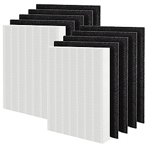 MESTICA 115115 Replacement Filter A for Winix Air Purifier C535, 5300-2, P300, 5300, WAC5500, 6300, 2 Size 21 True HEPA Filter + 8 Activated Carbon Pre-Filters