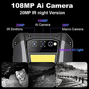 Unihertz Tank 4G Rugged Smartphone with 22000mAh Largest Battery, 66W Fast Charging, 6.81" FHD, 108MP Camera 20MP Night Vision, IP68 Waterproof 8GB+256GB, Fingerprint/Face Recognition