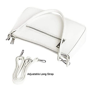 NIUEIMEE ZHOU Small Shoulder bag with 2 Removable Straps Cross Body Clutch Purse Handbag for Women (Style 3-Leather White)