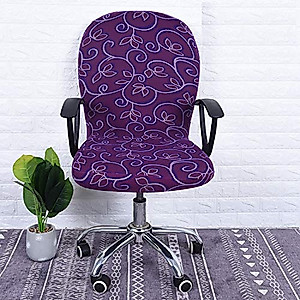 Chris.W Computer Office Chair Cover Stretchable Removable Office Swivel Chair Cover Universal Lift Chair Slipcovers(Purple Cirrus)