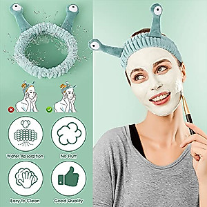 Molain Face Wash Headband, Palm and Snail Spa Hair Bands Makeup Headbands Women Cartoon Cute Coral Fleece Elastic Headband Creative Hair Accessories for Washing Face Shower Beauty Skincare