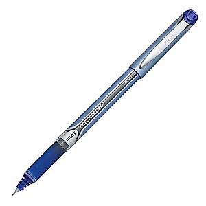 PILOT Precise Grip Liquid Ink Rollerball Pens, Extra Fine Point, 0.5 mm, Blue Metallic Barrel, Blue Ink, Pack of 12 Pens